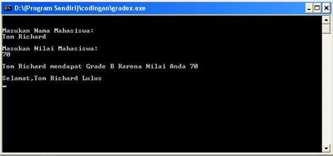Program C Mencari Grade Mahasiswa Grading