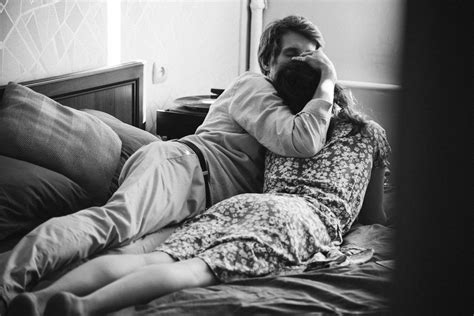 Snuggling In Bed Black And White