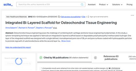 [citation report] integrated bi‐layered scaffold for osteochondral