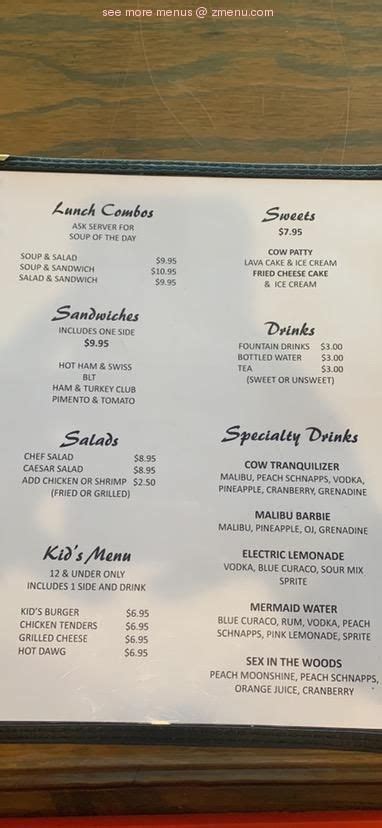 Menu At Cow Tippers Burger Company Pub And Bar Douglas