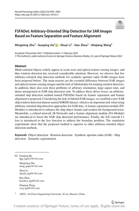 fsfadet arbitrary oriented ship detection for sar images based on