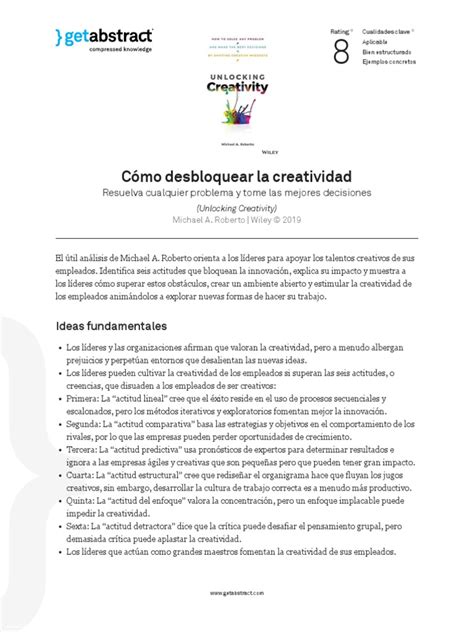 Como Desbloquear La Creatividad Roberto Pdf Creatividad Diseño