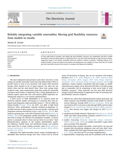 Reliably Integrating Variable Renewables Moving Grid Flexibility Resources From Models To
