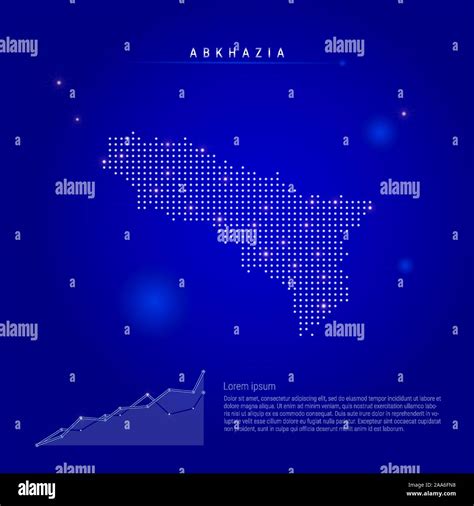 Abkhazia Illuminated Map With Glowing Dots Infographics Elements Dark Blue Space Background