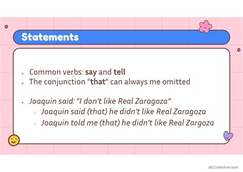 Reported Speech Statements Questio English ESL Powerpoints
