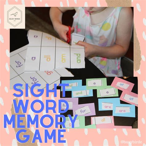 Sight Word Memory Game Free Downloadable Template