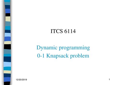 Ppt Dynamic Programming Approach To 0 1 Knapsack Problem Solving