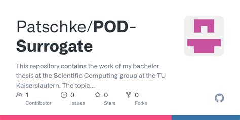Github Patschke Pod Surrogate This Repository Contains The Work Of My Bachelor Thesis At The