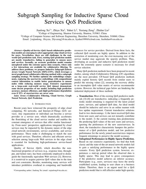Pdf Subgraph Sampling For Inductive Sparse Cloud Services Qos Prediction