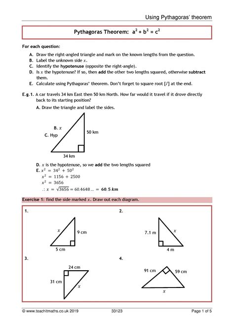 using pythagoras theorem ks3 4 maths teachit