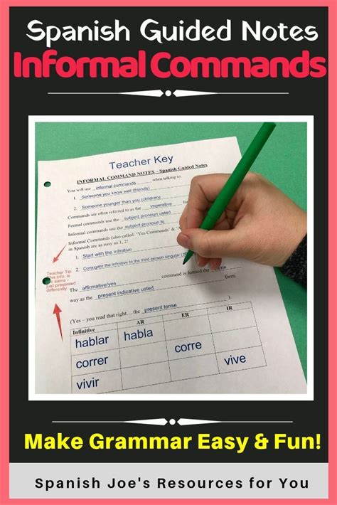 Spanish Informal Commands Negative And Affirmative Guided Grammar