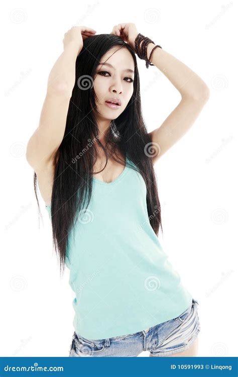 Chinese Modern Girl S Portrait Stock Image Image Of Natural Blue