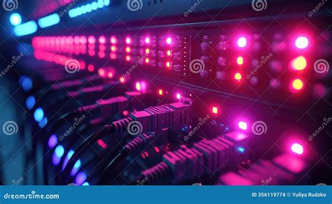 Advanced Data Center Network Equipment With Glowing Leds Royalty Free Stock Image