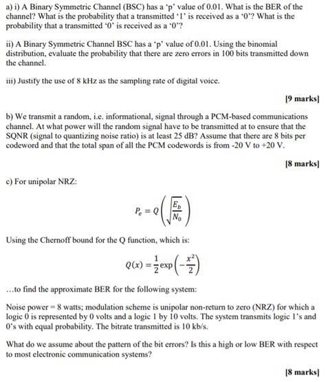 Solved A I A Binary Symmetric Channel BSC Has A P Chegg