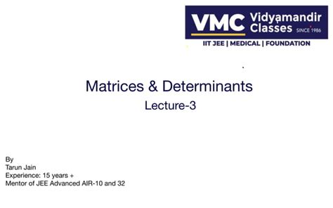 matrices and determinants lecture 3 pdf