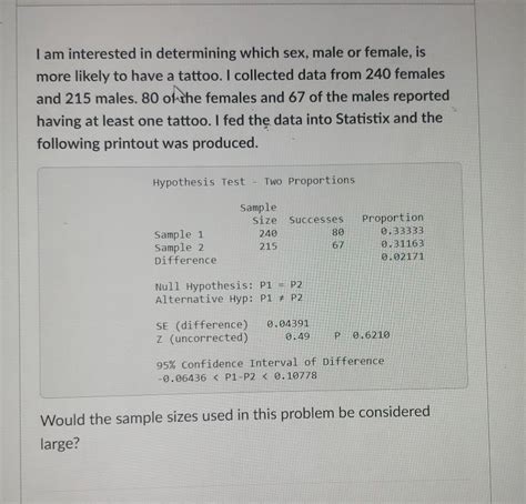 Solved I Am Interested In Determining Which Sex Male Or Chegg Com