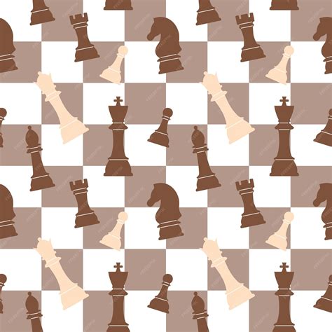 체크 무늬 배경에 체스 조각의 원활한 패턴 체스 배경 인쇄 벡터 프리미엄 벡터