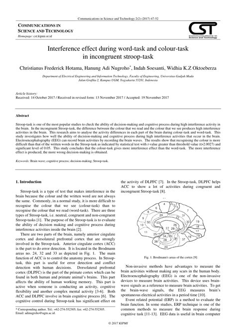 Pdf Interference Effect During Word Task And Colour Task In