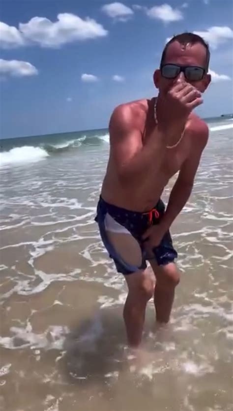 Straight Bro Exposed On The Beach Dissolving Trunks