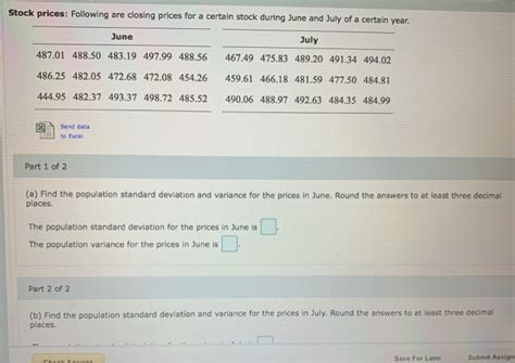 Solved Stock Prices Following Are Closing Prices For A