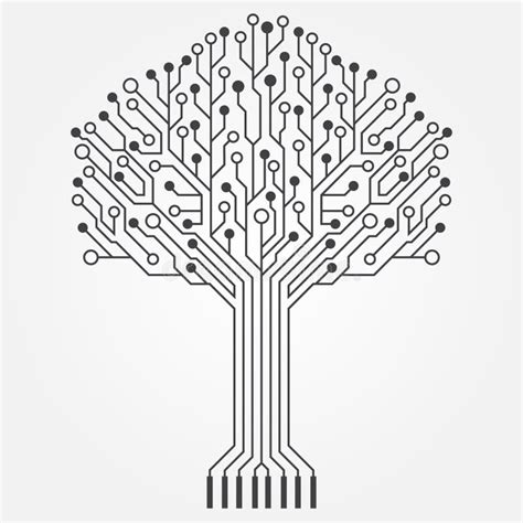 Circuit Tree On White Background Technology Design Computer