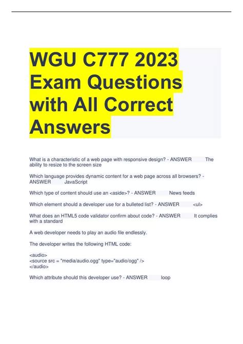 Wgu C777 2023 Exam Questions With All Correct Answers Wgu C777 Stuvia Us