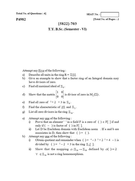 ring theory srm6 pdf ring mathematics abstract algebra