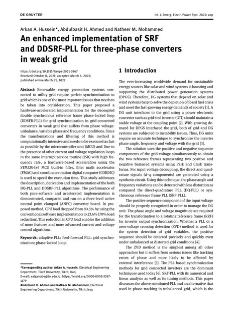 pdf an enhanced implementation of srf and ddsrf pll for three phase