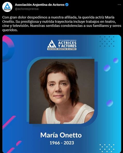 Falleció La Actriz María Onetto A Los 56 Años