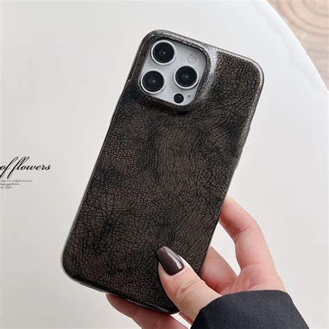 Glossy Leather Texture Bumper Phone Case For Iphone 16 Plus 15 14 13 12
