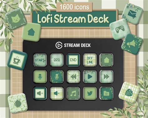 Lofi Green Stream Deck Icons Set For Elgato 1600 Cozy Icons For Elgato