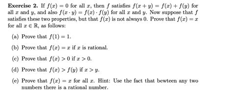 Solved Exercise 2 If F X 0 For All X Then F Satisfies Chegg Com