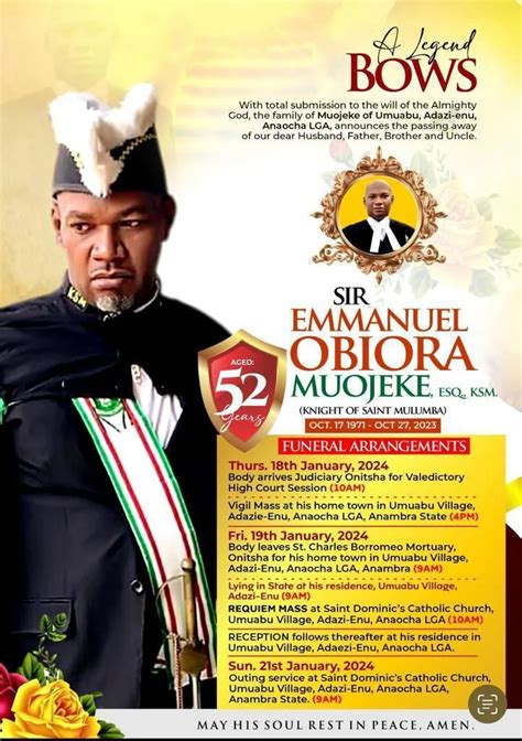 Obituary Prominent Anambra Lawyer Sir Emmanuel Muojeke Is Dead See