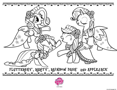 Fluttershy Rarity Rainboy Dash Applejack Coloring Page Printable
