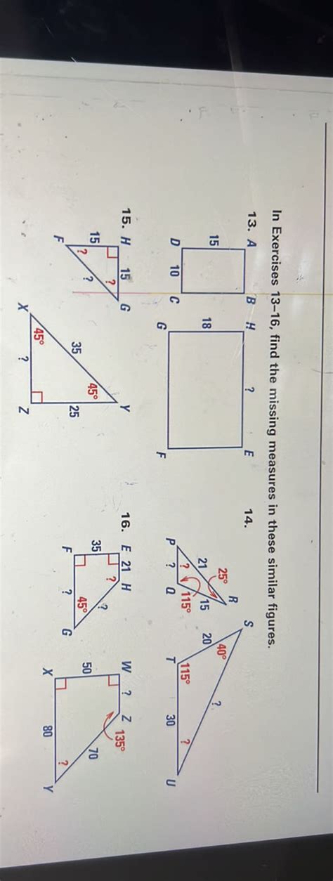 In Exercises Find The Missing Measures StudyX