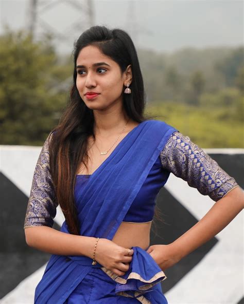 actress neha choudhary beautiful half saree wearing style artofit