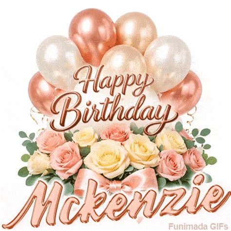 Happy Birthday Mckenzie Animated Rose Gold Balloons Download On
