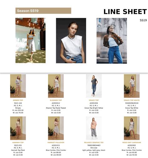 Linesheet Templates For Fashion Businesses Uphance