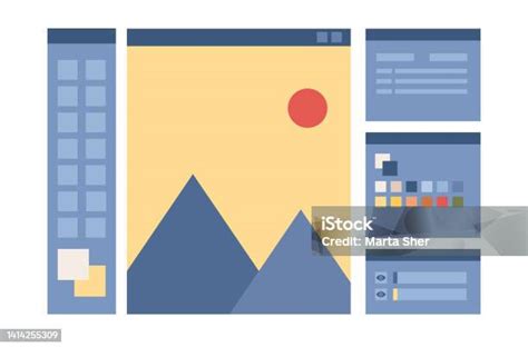 사진 편집 페이지 아이콘입니다 사진사 콘텐츠 제작자 소셜 미디어 게시물 작성자 벡터 플랫 일러스트 레이 션 그래픽 편집