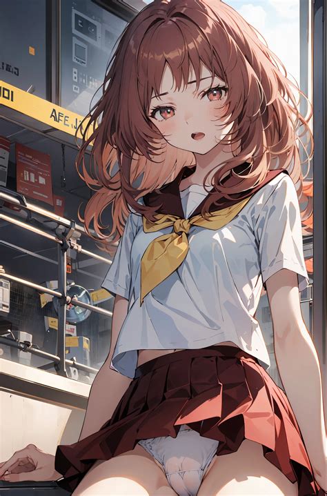 Anime Girl With Big Ass Sitting On A Bench In A City Seaart Ai