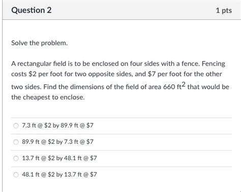 Solved Solve The Problem A Rectangular Field Is To Be Chegg