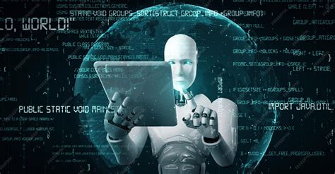 Premium Photo Futuristic Robot Artificial Intelligence Huminoid Ai