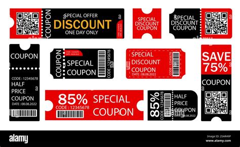 Vector Discount Coupon Half Price Offer Promo Code T Voucher And Coupons Template Stock