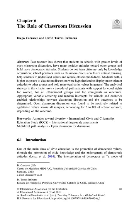 Pdf The Role Of Classroom Discussion