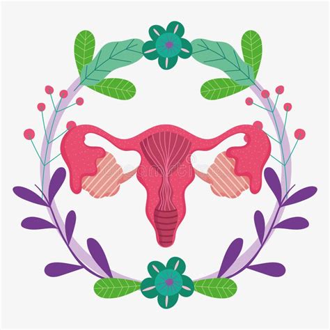 Female Human Reproductive System Sex Organ Flowers Beauty Stock Vector