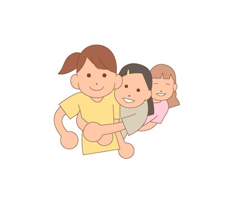 Meninas Estão Olhando Para A Frente Com Sorriso Em Seus Rostos