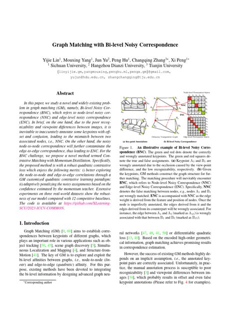 graph matching with bi level noisy correspondence pdf matrix