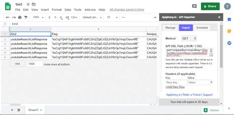 Connect Youtube API To Google Sheets API Integration Apipheny