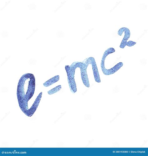 Watercolor Illustration Drawn With Formula The Famous Formula E Mc2 Formula Expressing The