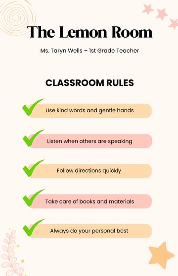 Free Acronym Classroom Rules Simple Poster Template To Edit Online